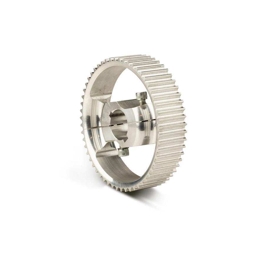 Split drive belt wheel, for 30 mm axle Size 65 Z.